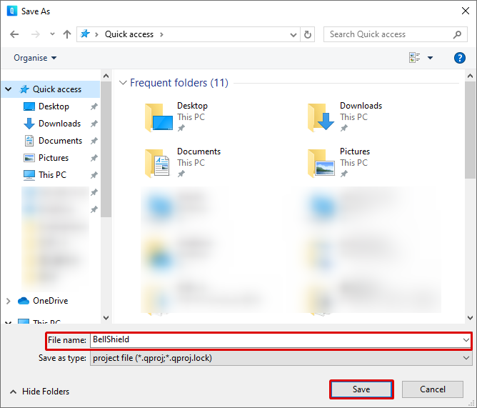 Quadcept - Save Project As